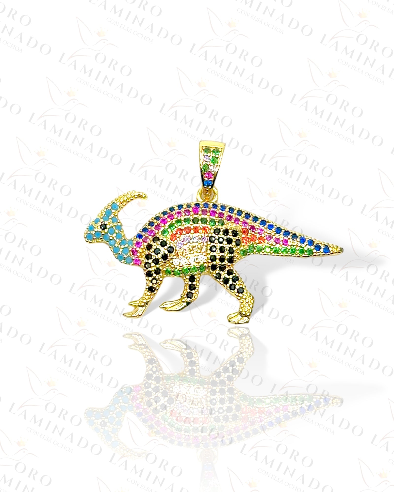 Kids Multi-Color Parasaurolophus Dinosaur Pendant Y123 – Oro Laminado Elsa