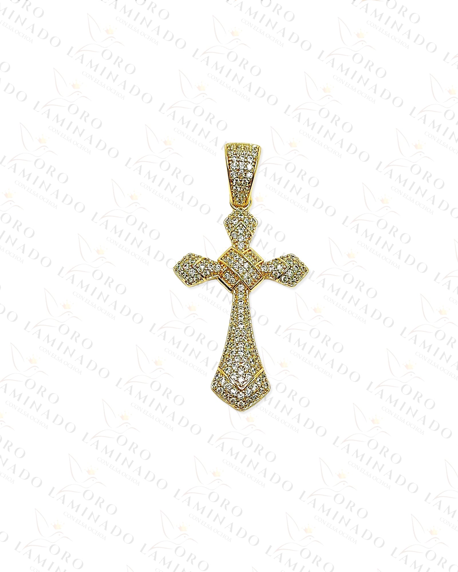 Cross with Stones Pendant R6 – Oro Laminado Elsa
