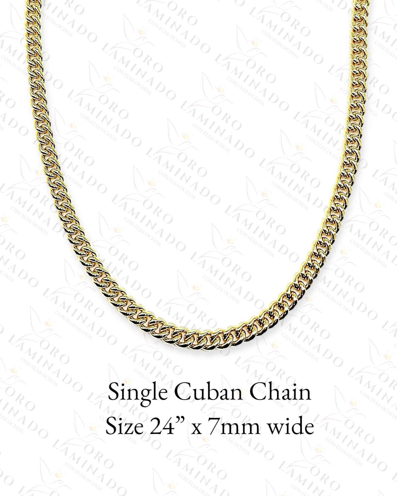 High Quality Single Cuban Chain Size 24" Y402 – Oro Laminado Elsa