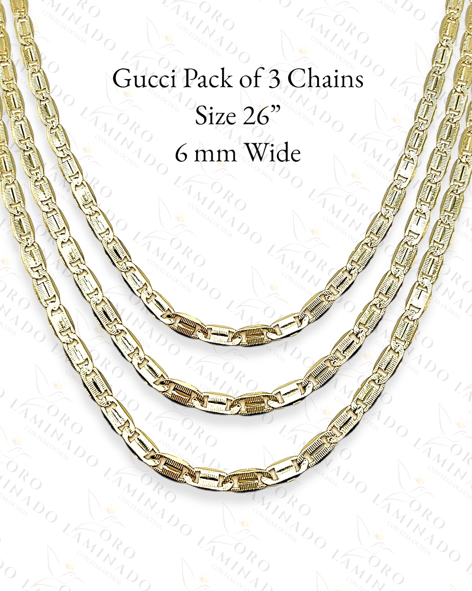 Gucci Pack of 3 Chain Size 26" Y409 – Oro Laminado Elsa