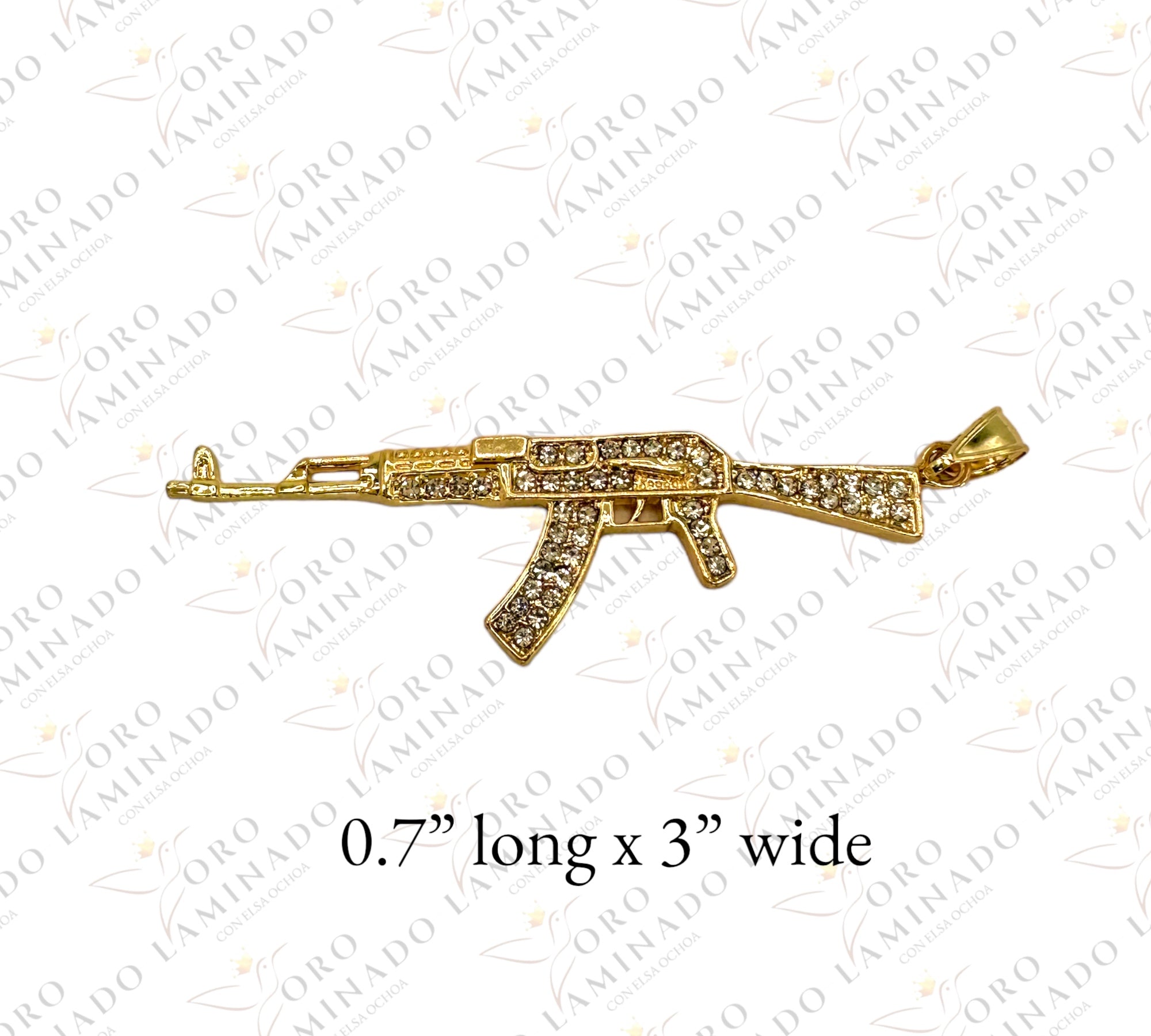 Stoned gun pendant G307 – Oro Laminado Elsa