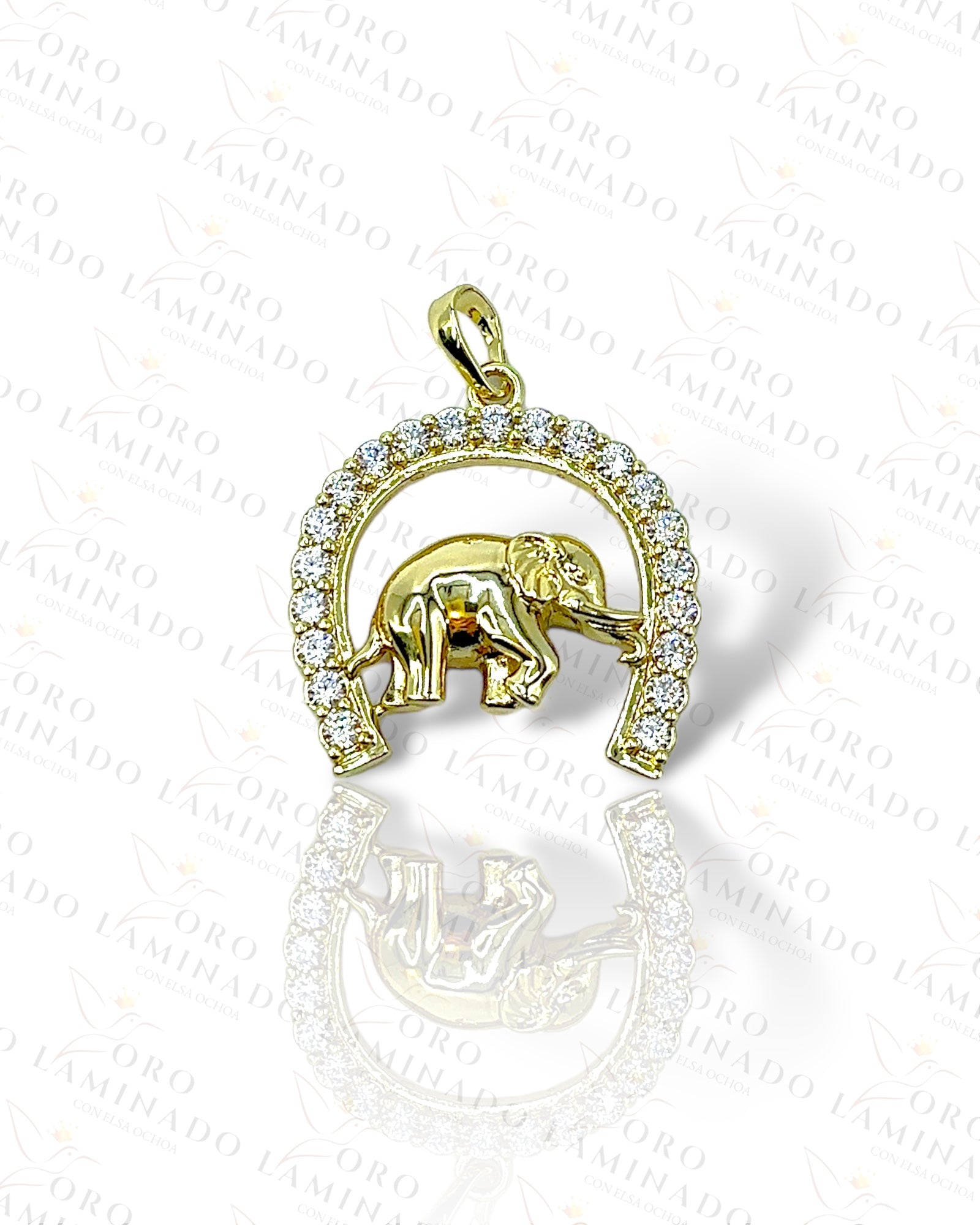 Elephant Pendat with Diamonds C211 – Oro Laminado Elsa