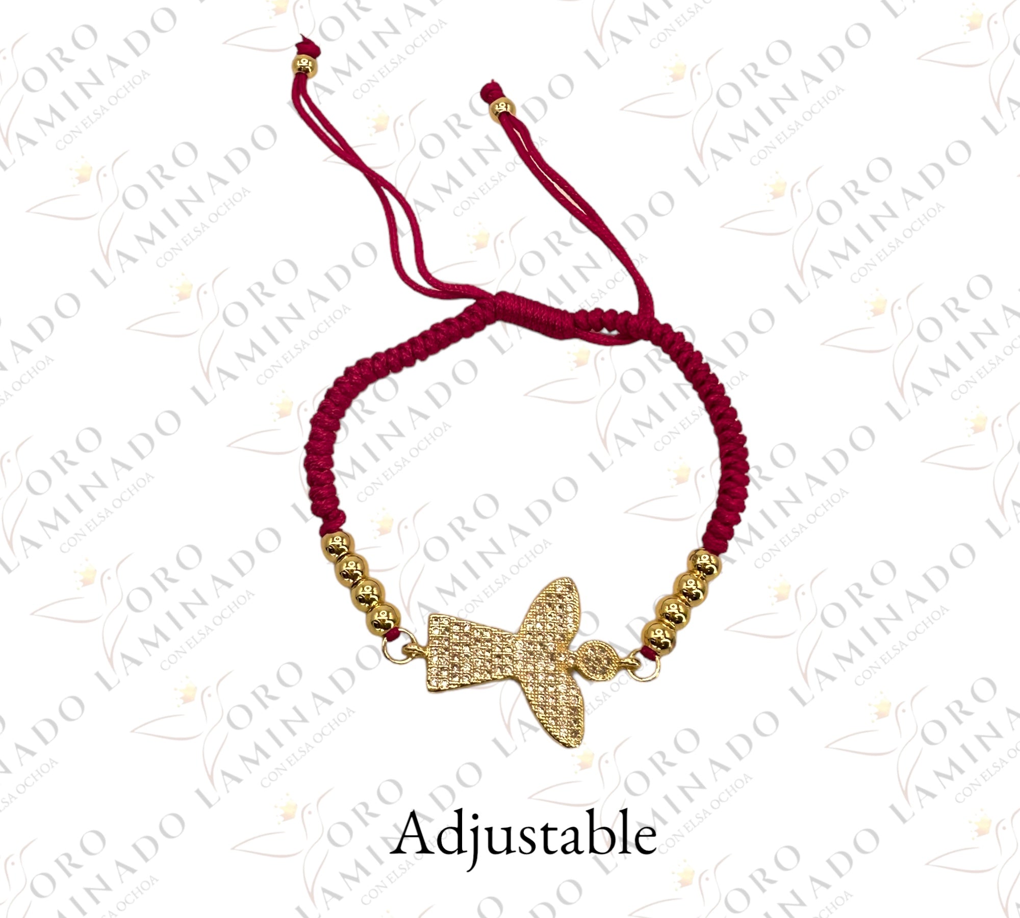 Red bracelet with angel G114 – Oro Laminado Elsa