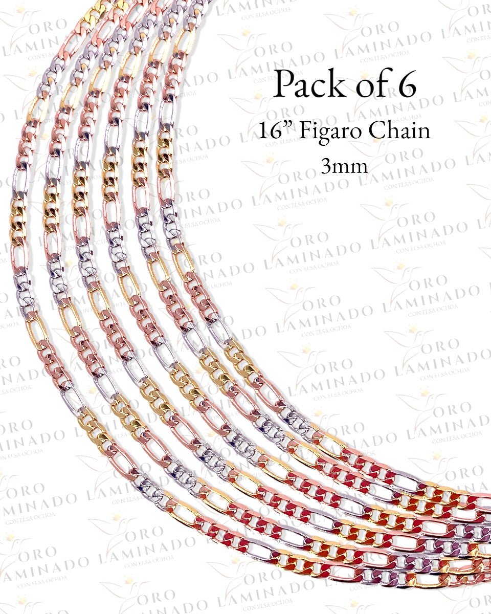 High Quality 16” 3mm Figaro Chains in Three-Tones (Pack of 6) Y191 ...