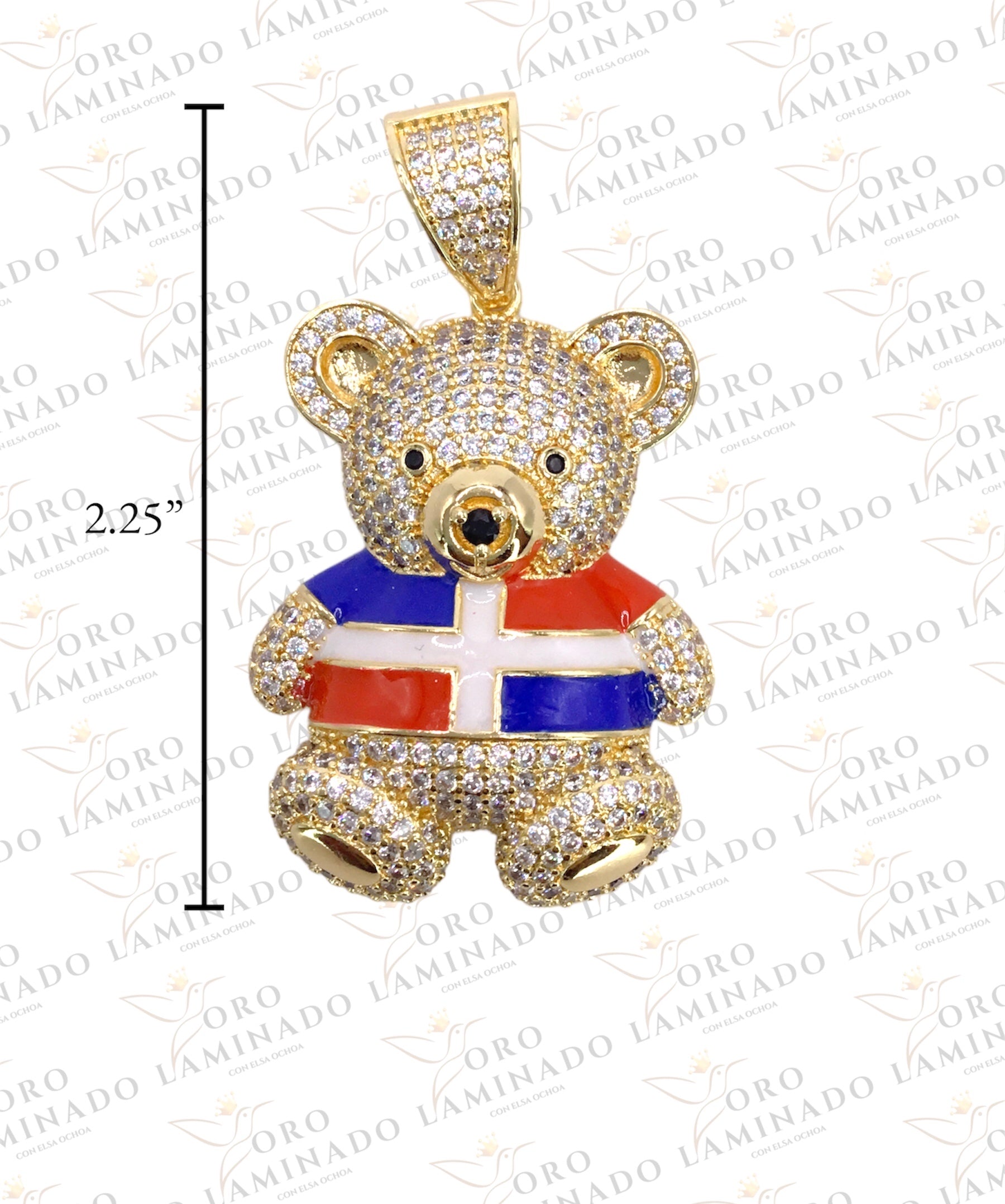 2.25” Dominican Republic Bear Pendant R234 – Oro Laminado Elsa