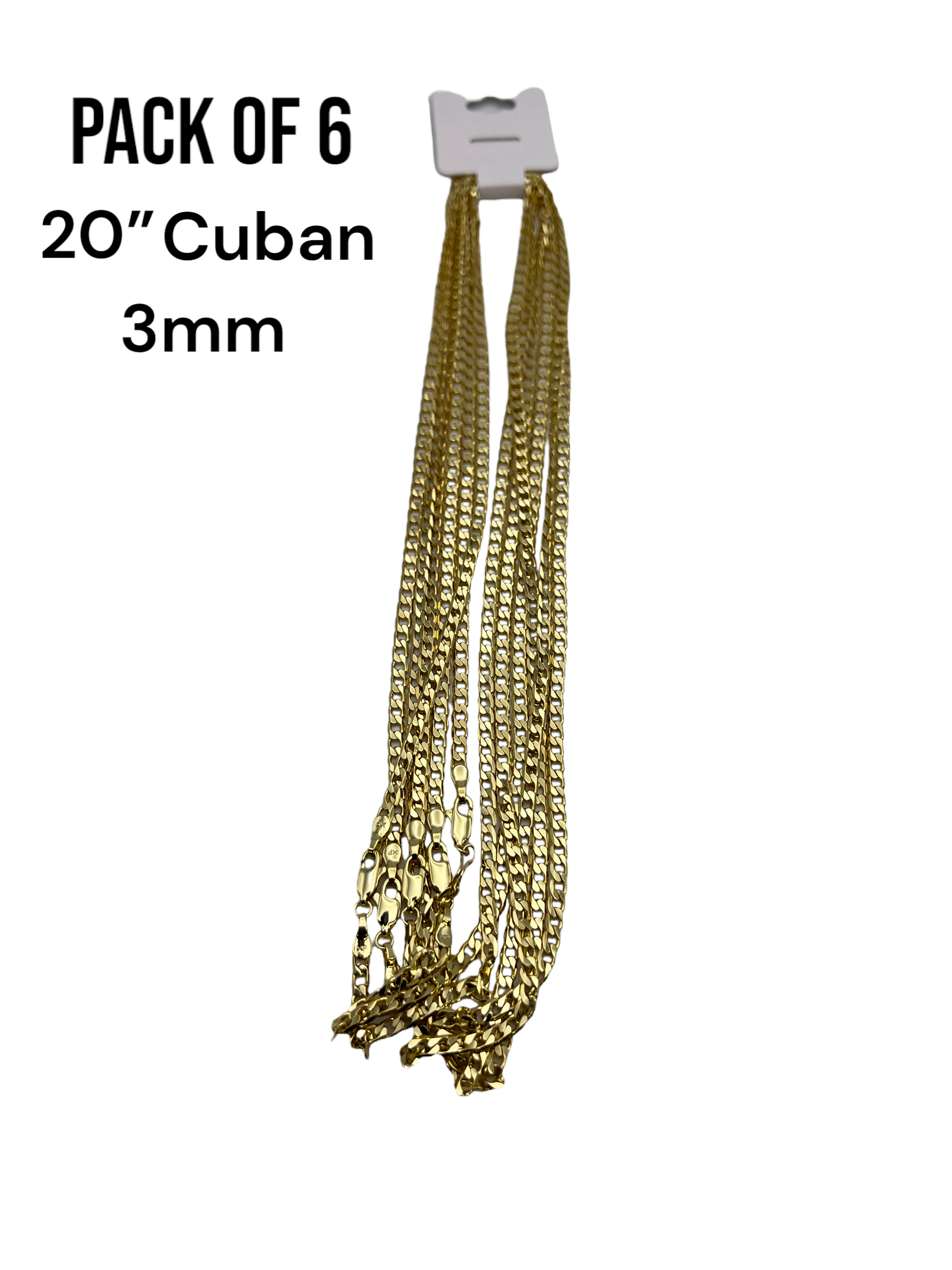 20” 4mm Cuban Chains (Pack of 6) B2 – Oro Laminado Elsa