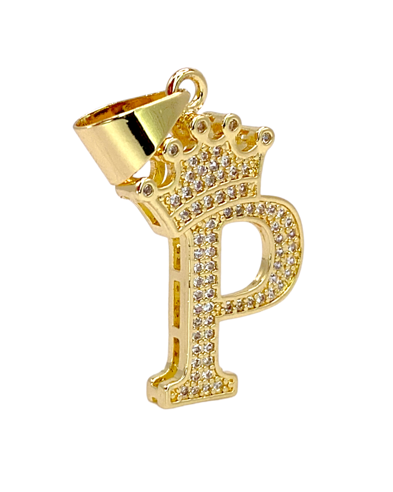 Gold Filled Letter "P" Crown Pendant B161 – Oro Laminado Elsa