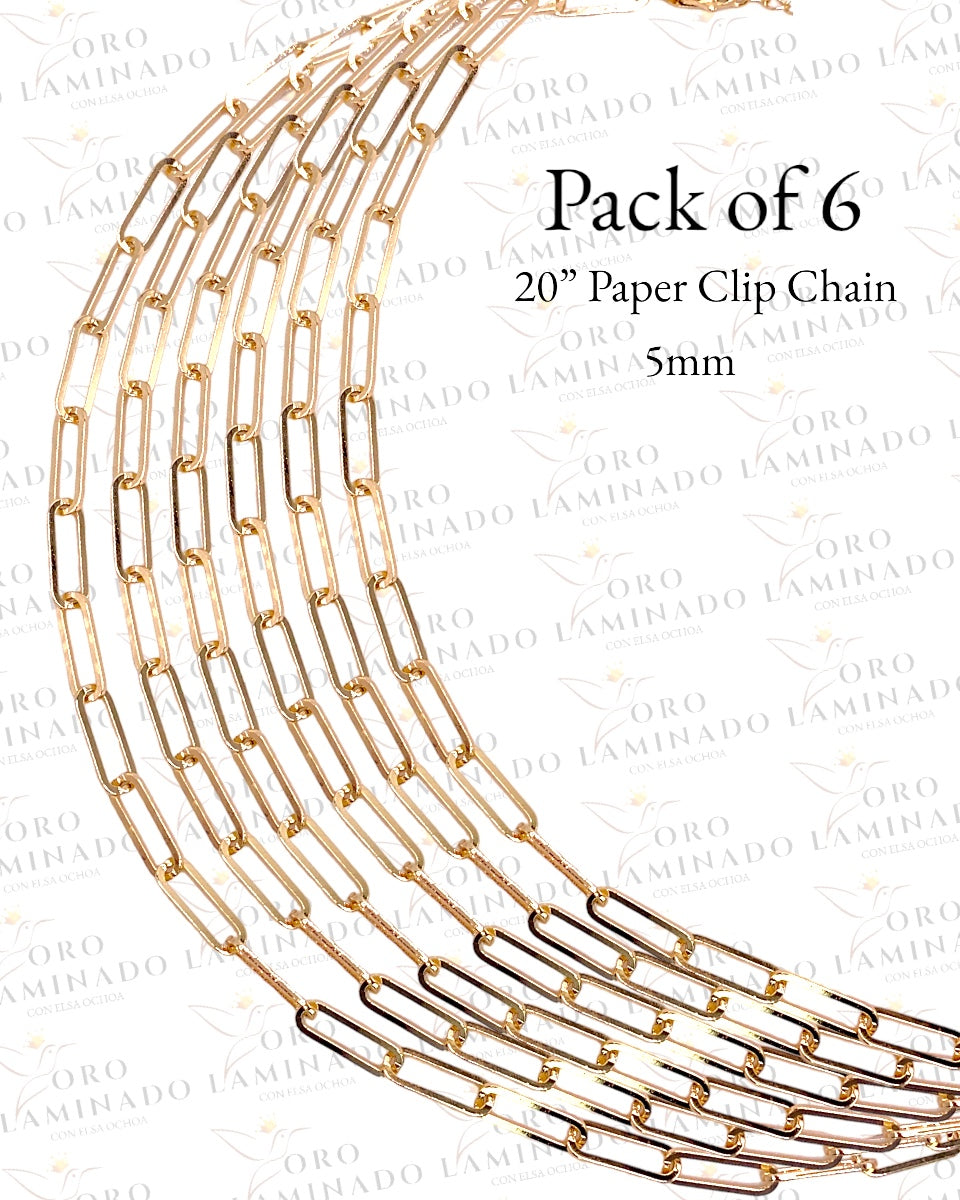 20” 5mm Paper Clip Chains (Pack of 6) Y184 – Oro Laminado Elsa